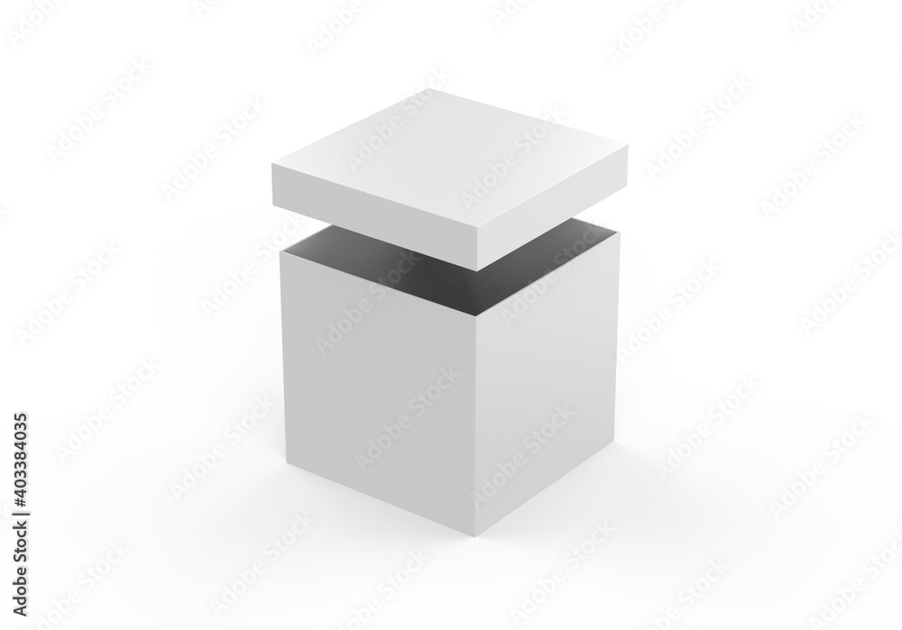 White blank square paper box mockup template on isolated white ...