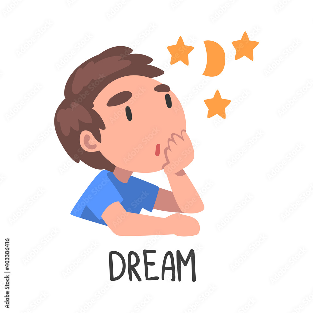 Dream Word, the Verb Expressing the Action, Children Education Concept ...