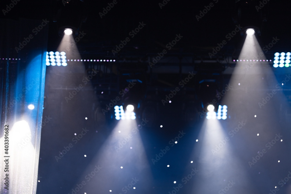 Stage light and smoke on stage, lighting and spotlights. Stock Photo ...