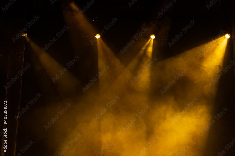 Stage light and smoke on stage, lighting and spotlights. Stock Photo ...