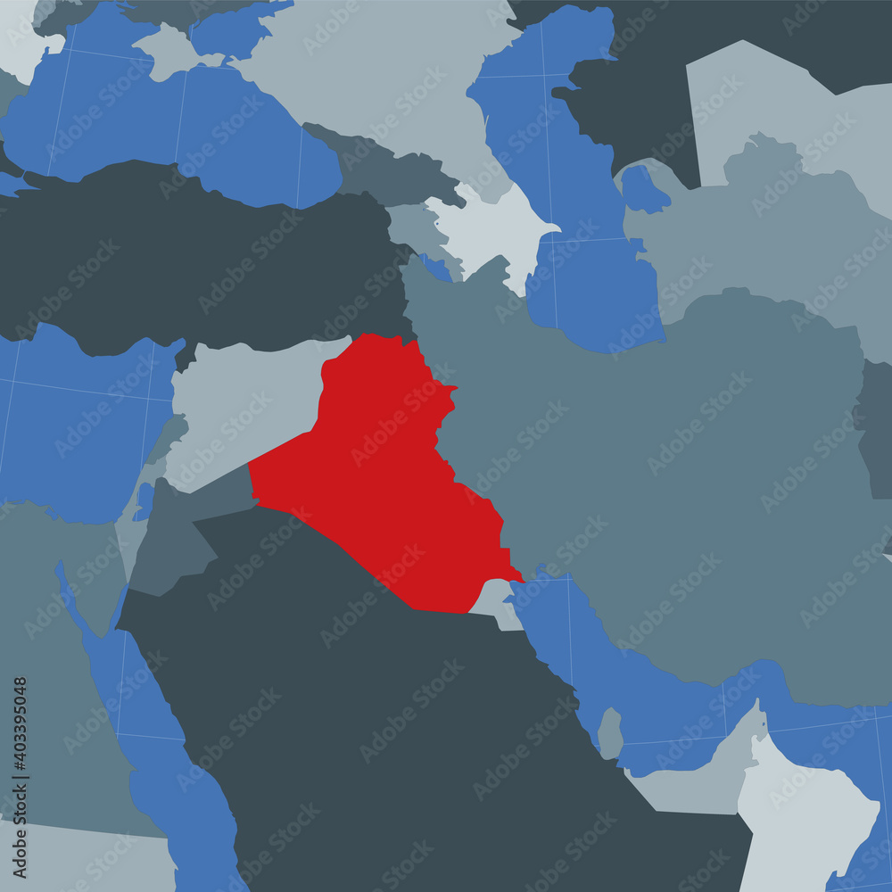Shape of the Republic of Iraq in context of neighbour countries ...