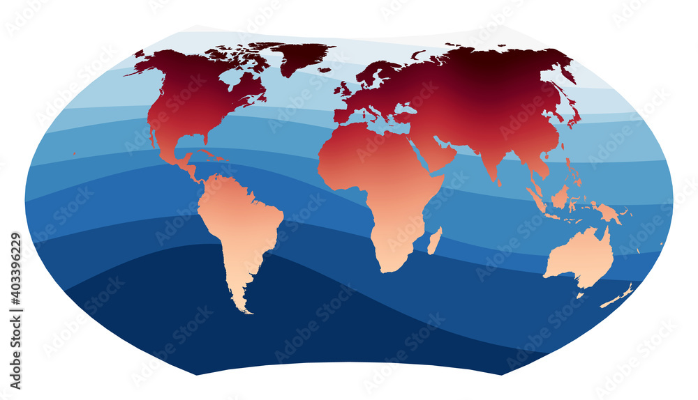 Vecteur Stock World Map Vector. Wagner projection. World in red orange ...
