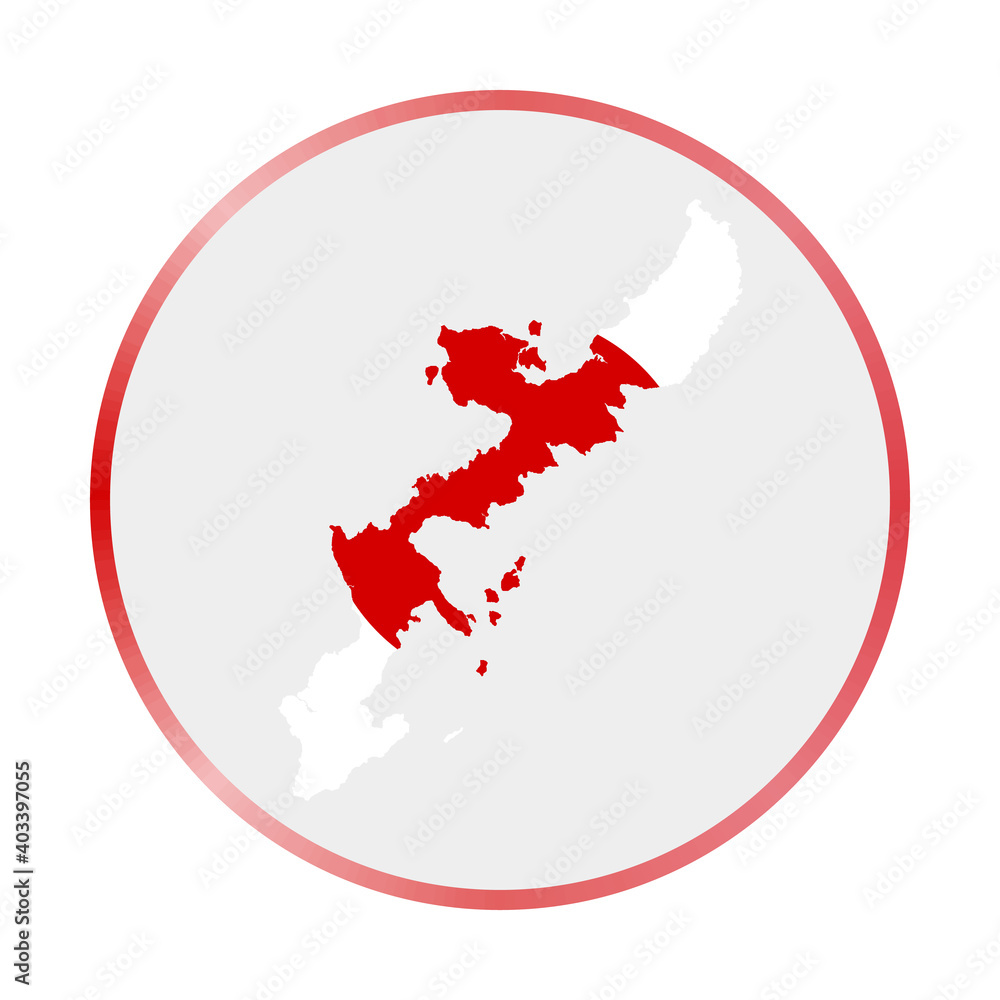 Okinawa Island icon. Shape of the island with Okinawa Island flag ...