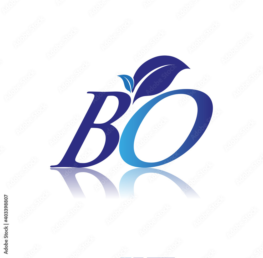 Vecteur Stock Initial Letter BO With Leaf Logo, colored blue nature and ...