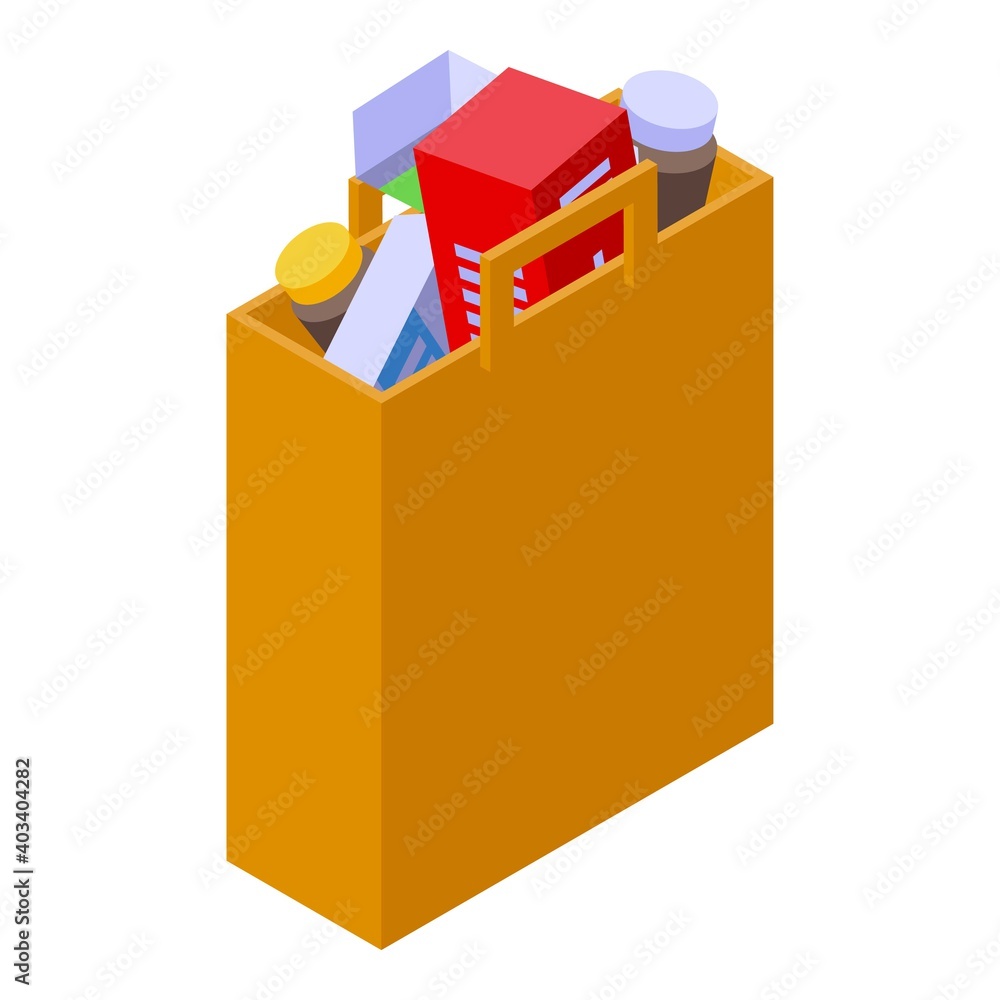 Drug delivery bag icon. Isometric of drug delivery bag vector icon for ...