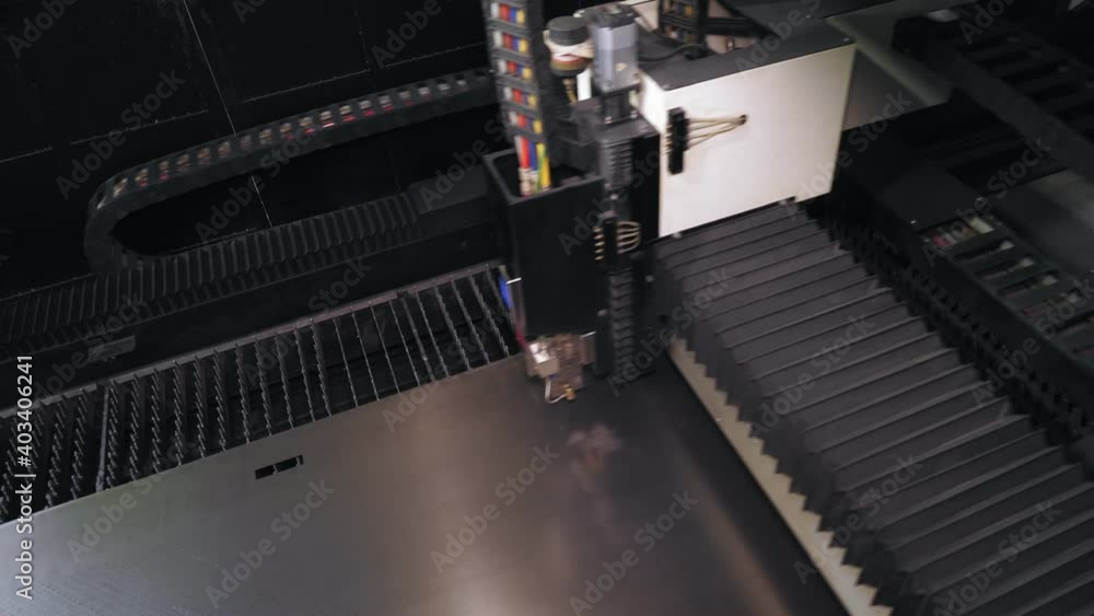 Laser cutting machine for sheet metal. top view. modern machine with ...