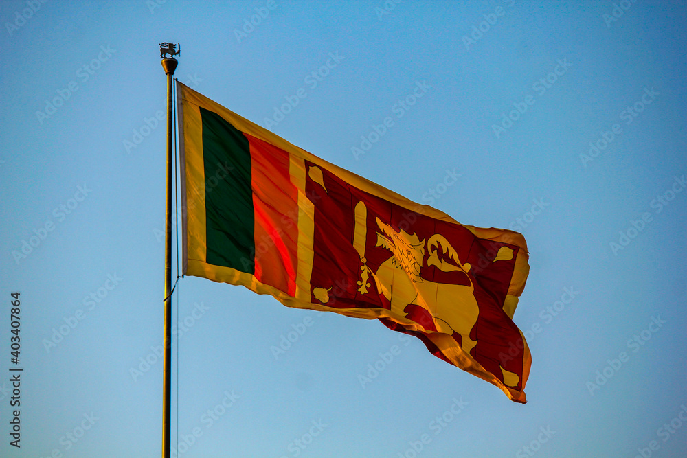 Srilankan flag flying high in Galle Face, Colombo, Sri Lanka Stock ...