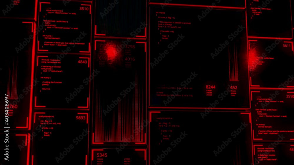 Vídeo do Stock: Blocks of program code flying in virtual space divided ...