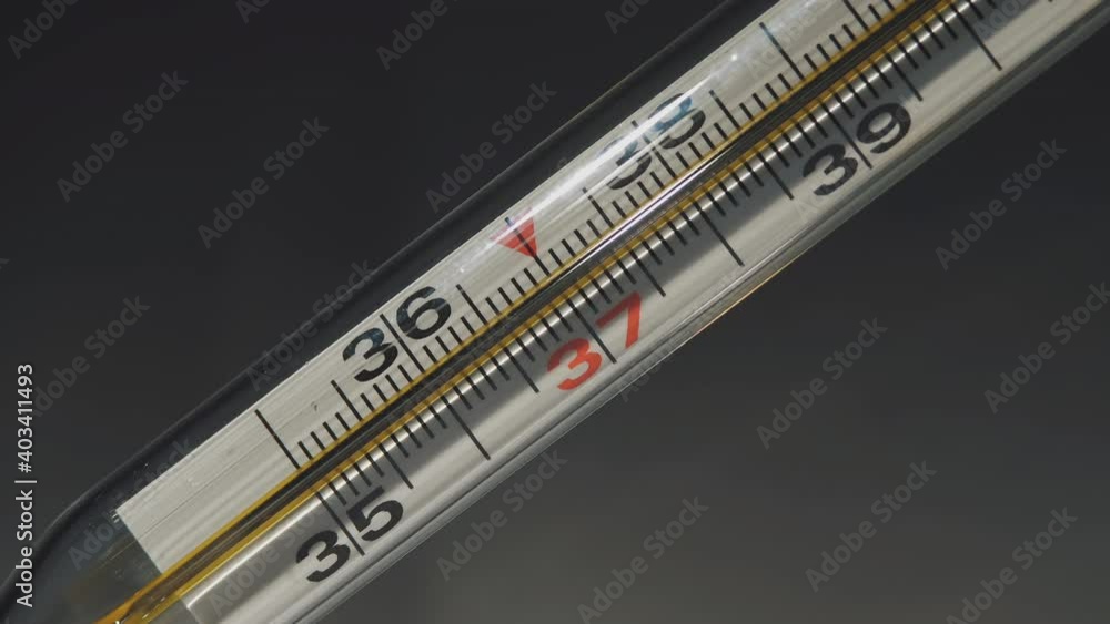 Temperature Rising Shown on a Thermometer. Glass Mercurial Thermometer ...