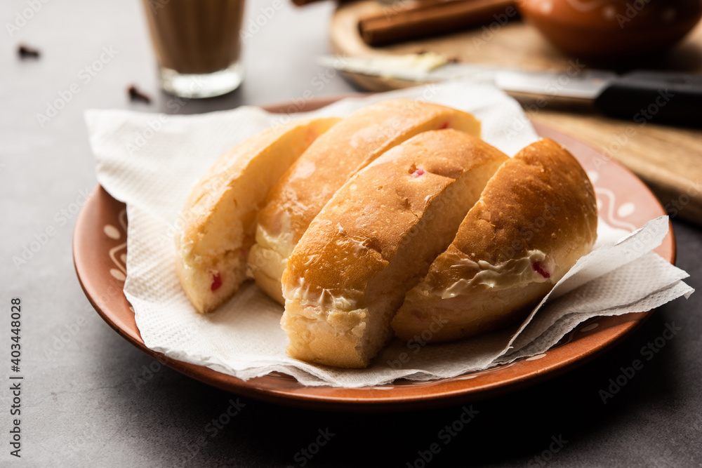 Bun Maska Masala chai is a popular food in Mumbai, India which is ...