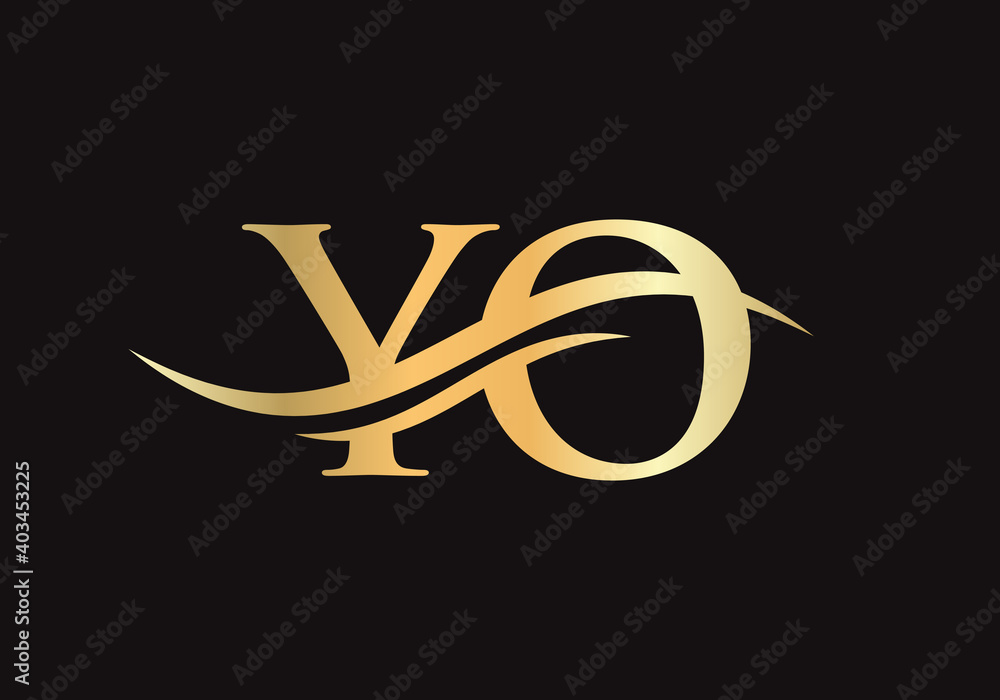 Initial Gold YO letter logo design. YO logo design with creative and ...