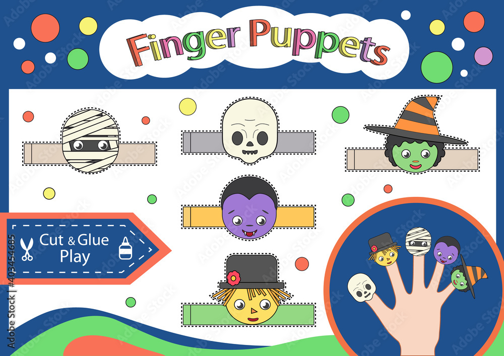 Finger puppets halloween. Cut and glue the paper cute Halloween ...