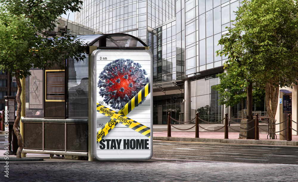 Outdoor showcase billboard stand, coronavirus covid-19 light display ...