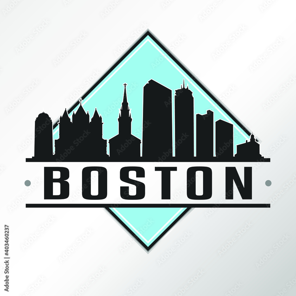 Boston Massachusetts Skyline Logo. Adventure Landscape Design. Vector ...