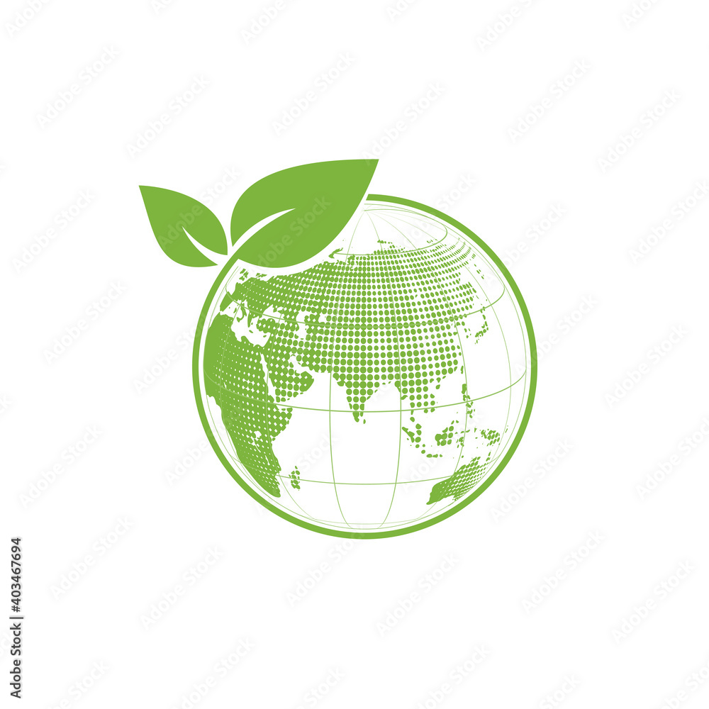 Eco friendly and World environment logo concept, Vector illustration ...