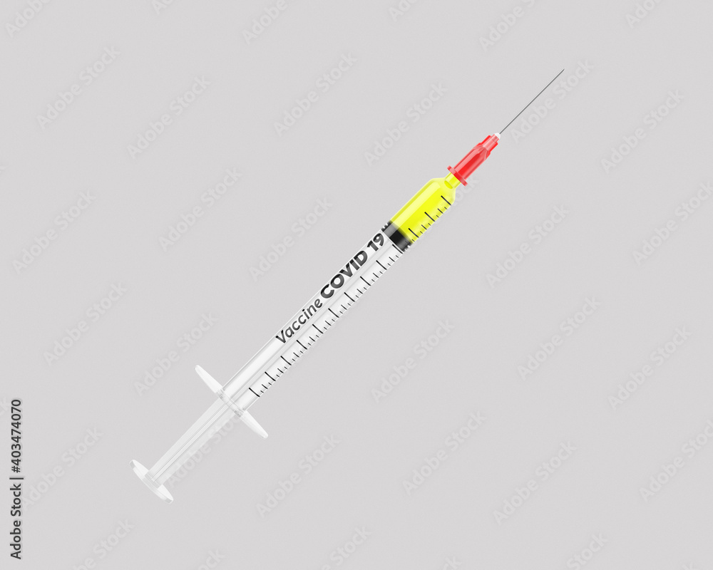 Medical vial syringe vaccine treatment for injection isolated on white ...