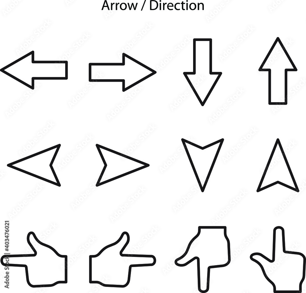 directions icon set isolated on white background from location ...