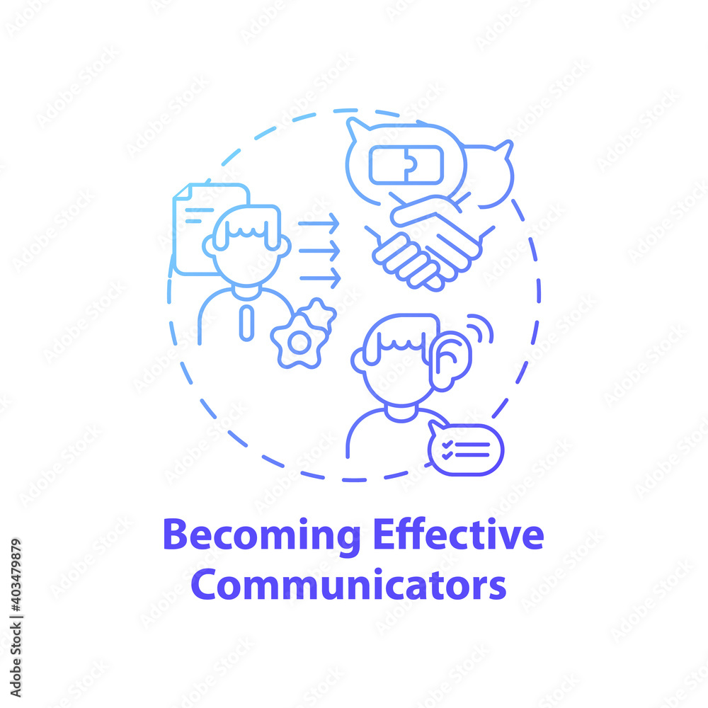 Becoming effective communicators concept icon. Media literacy elements ...