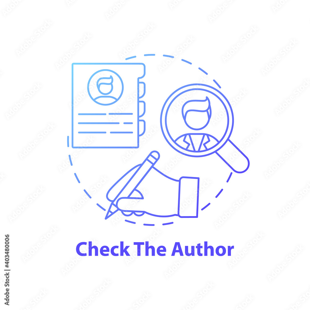 Checking author concept icon. Fake news check idea thin line ...