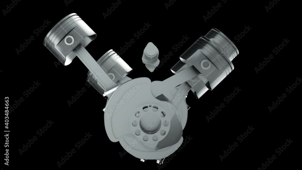 3d model of crankshaft rotating in a seamless loop on an alpha channel ...