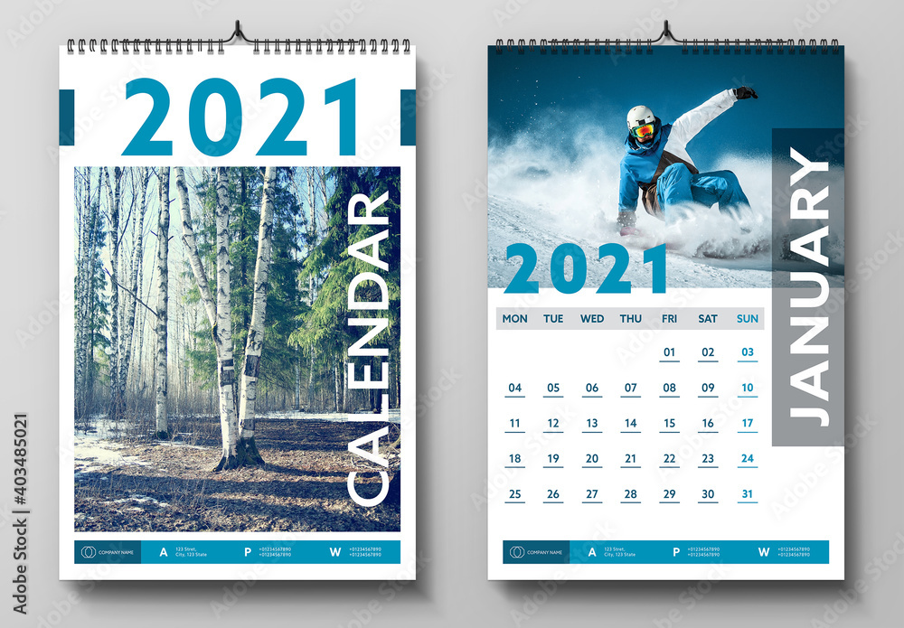 2021 Year Calendar Layout Stock Template | Adobe Stock