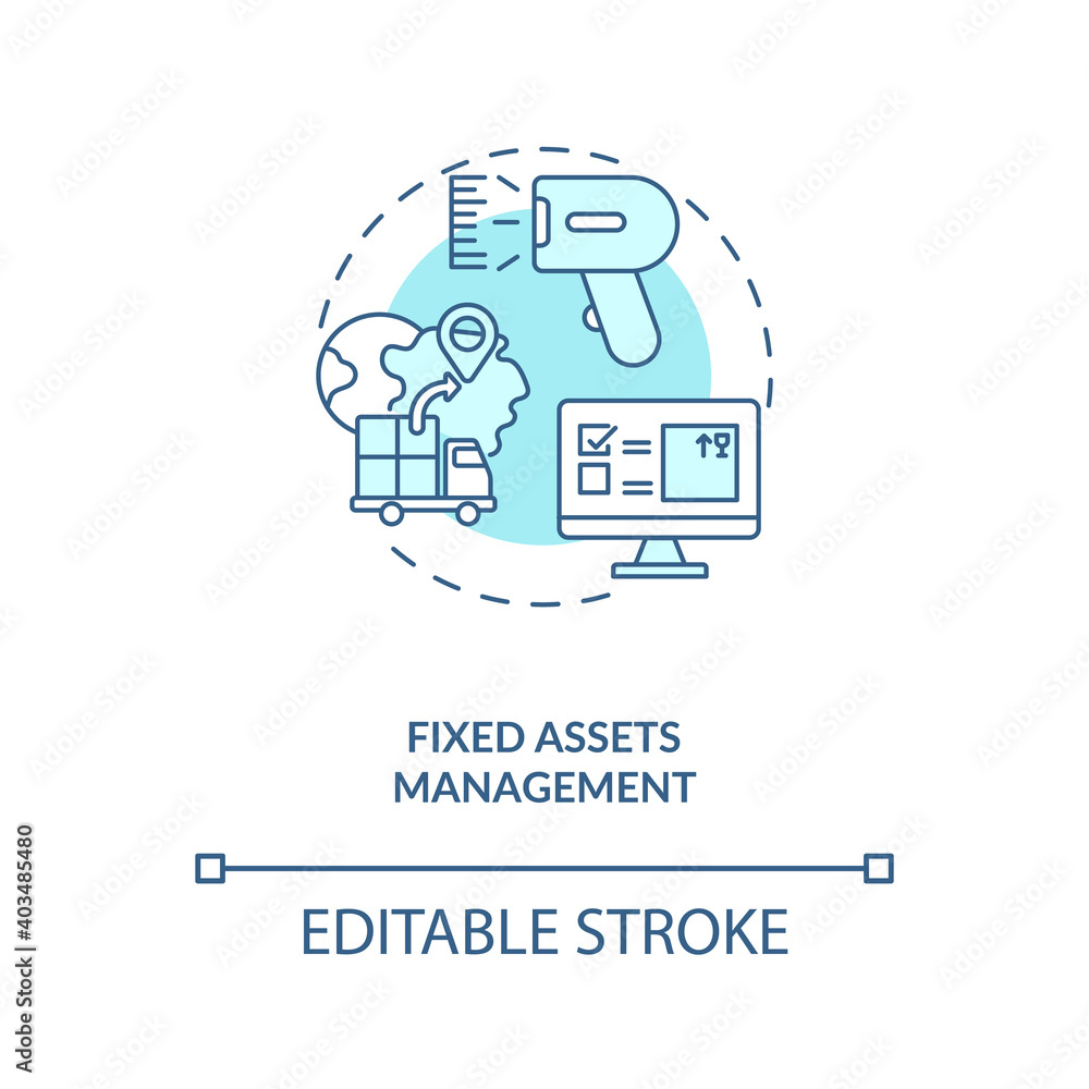 Fixed assets management concept icon. AM type idea thin line ...
