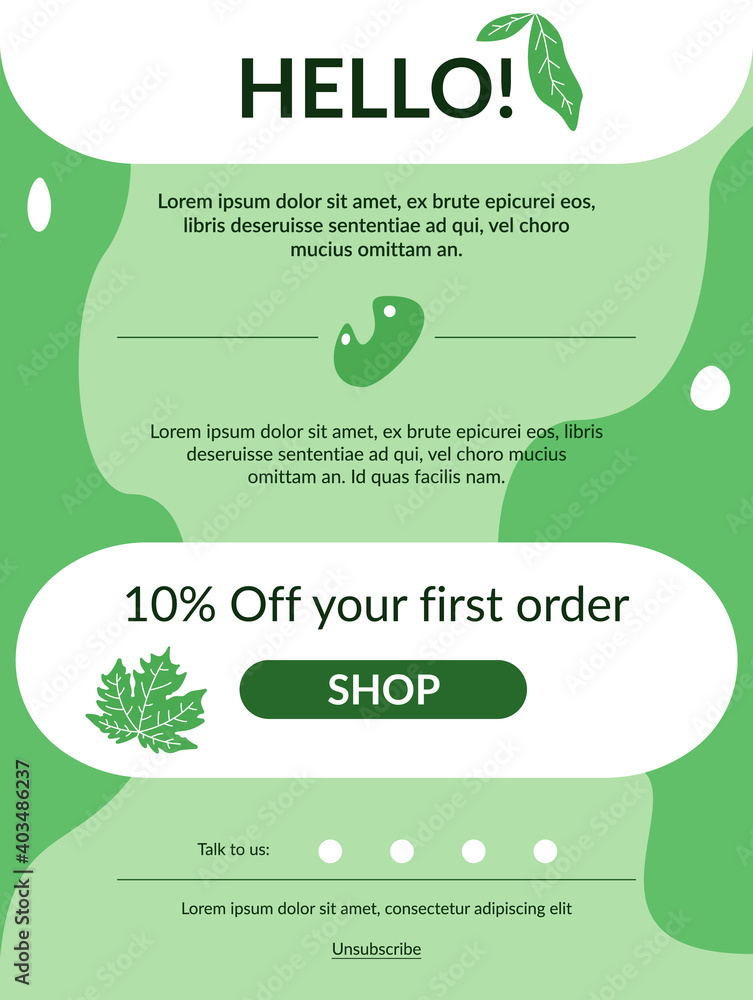 First order vector newsletter template. Simple style promotional banner ...
