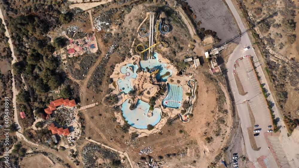 Closed Abandoned water park Aerial view, Dead sea, Israel apocalyptic ...