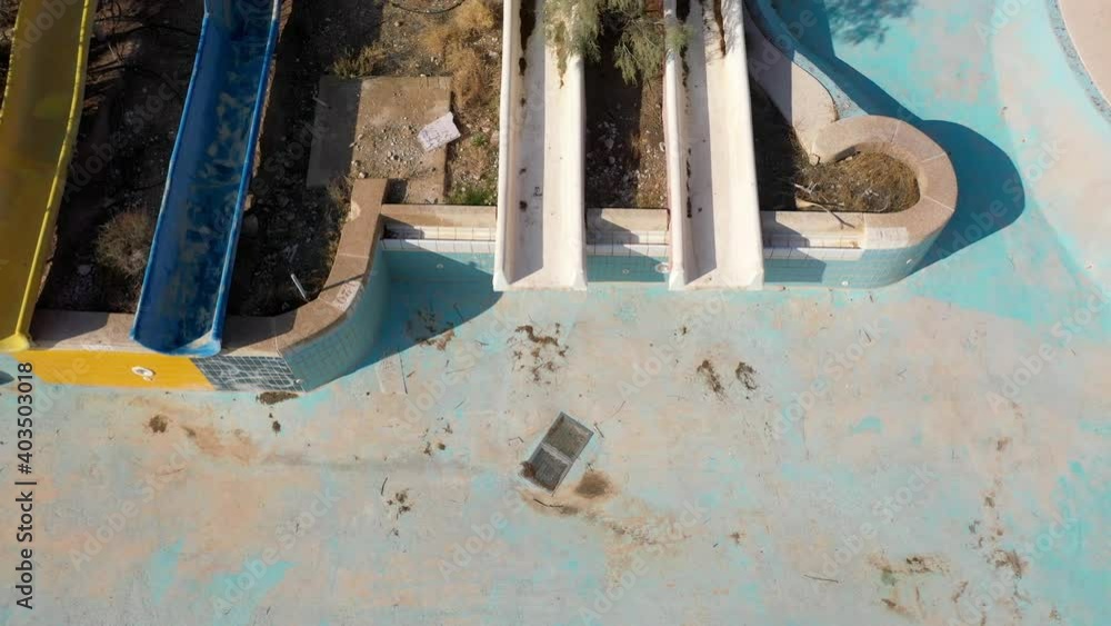 Closed Abandoned water park Aerial view, Dead sea, Israel apocalyptic ...