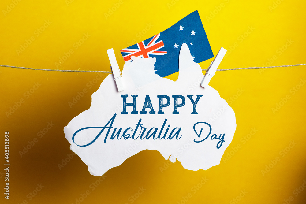 Happy Australia Day message greeting written card across Australian ...