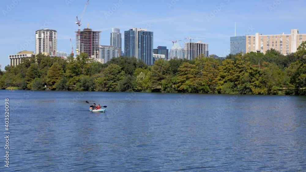 Austin, Texas Downtown City, Kayakers, Structures, Skyscraper Buildings ...