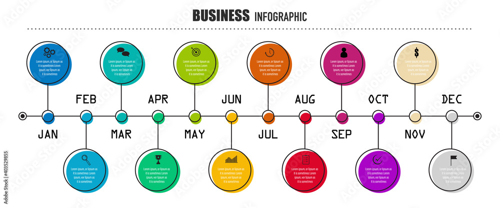 Poster Project Timeline & Milestones Infographics, 12 months plan ...