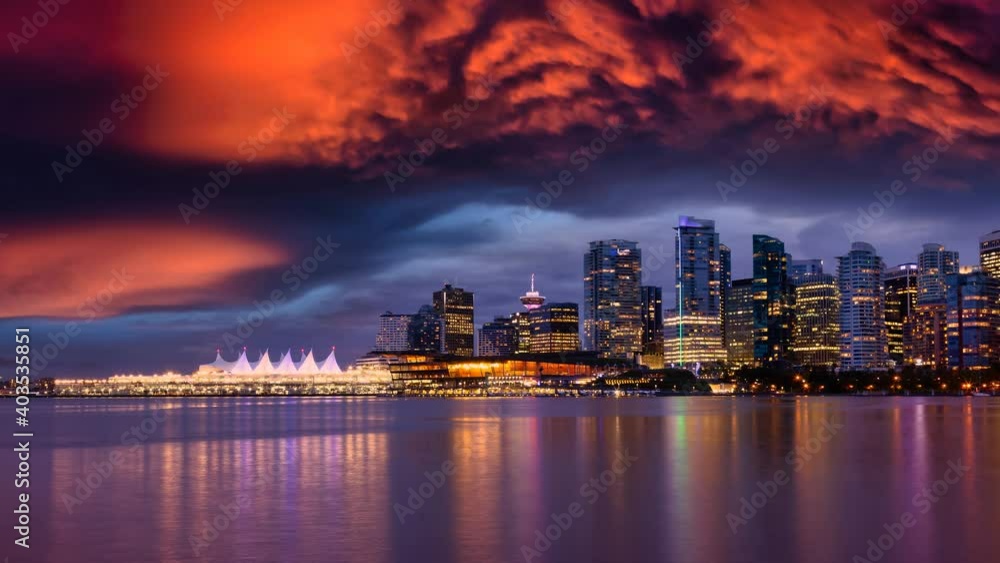 Cinemagraph Continuous Loop Animation. View of Coal Harbour in Downtown ...