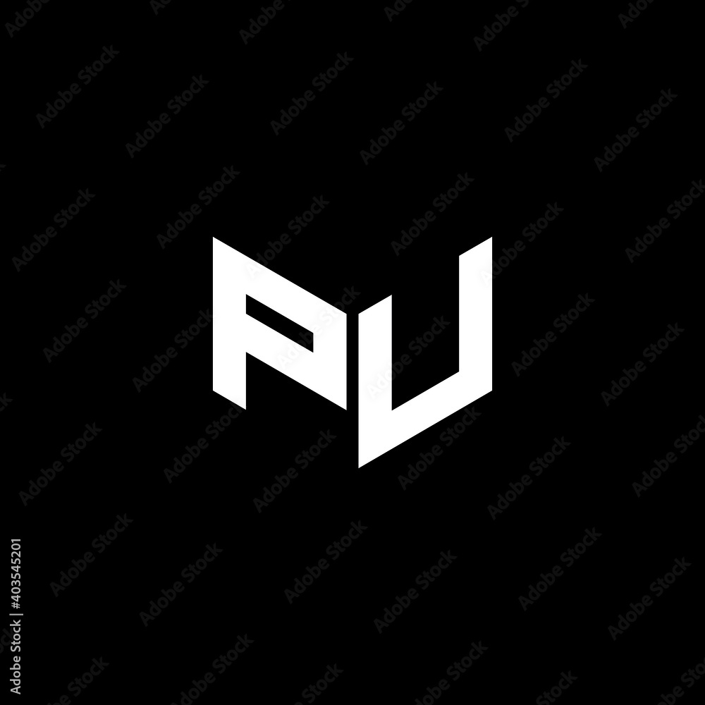 PU letter logo design with black background in illustrator, vector logo ...