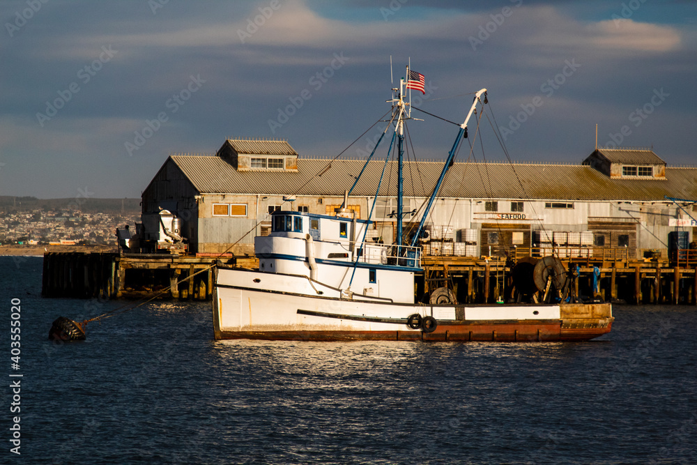 fishing boat, boat, ocean, water, monterey bay, monterey bay california ...