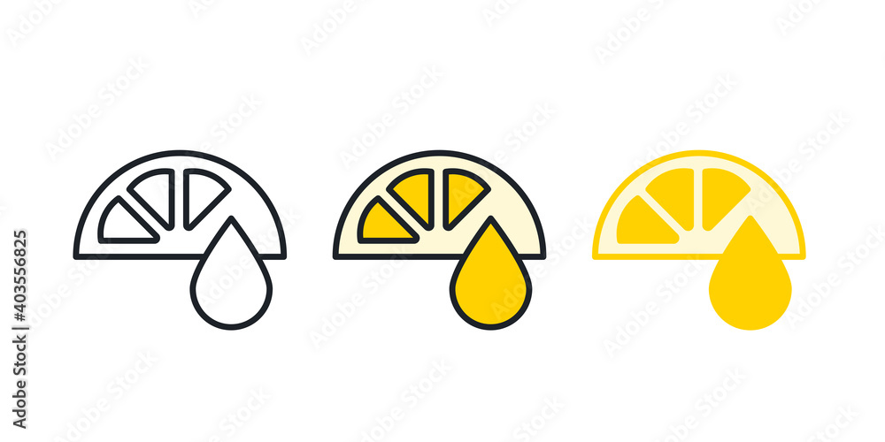 Fresh lemon juice, orange juice icon. Linear color icon, contour, shape ...