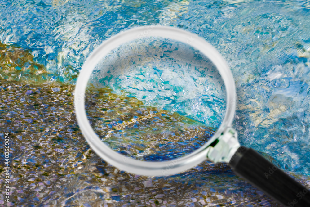 Focus on water purity of natural springs - concept image with water ...