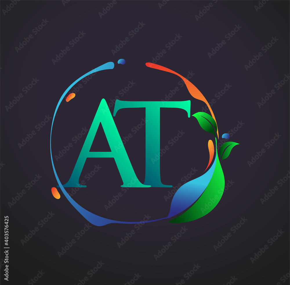 Initial Letter AT With nature elements Logo, colorful nature and ...
