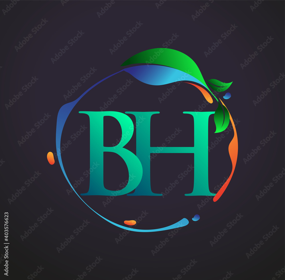 Initial Letter BH With nature elements Logo, colorful nature and ...