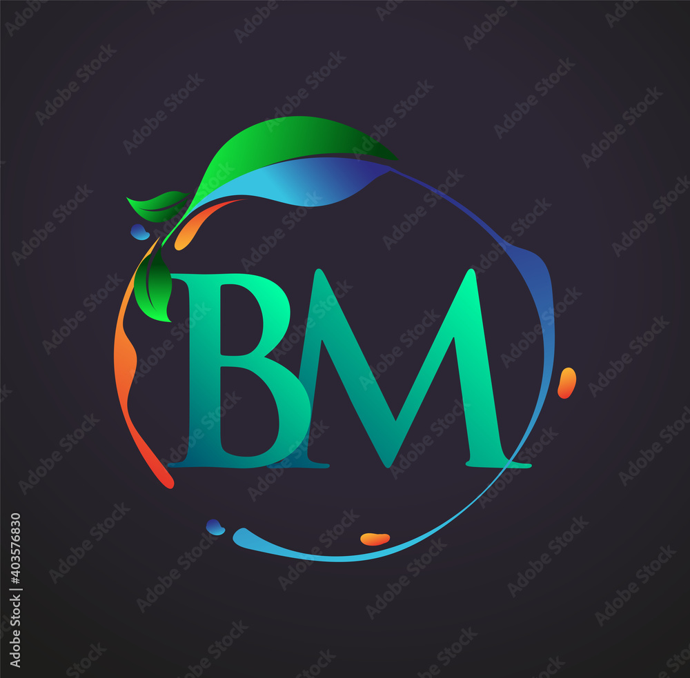 Initial Letter BM With nature elements Logo, colorful nature and ...