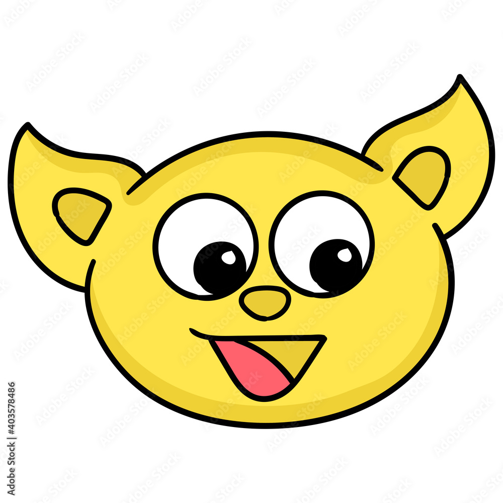 monster head funny emoticon smiley, doodle icon image Stock Vector ...