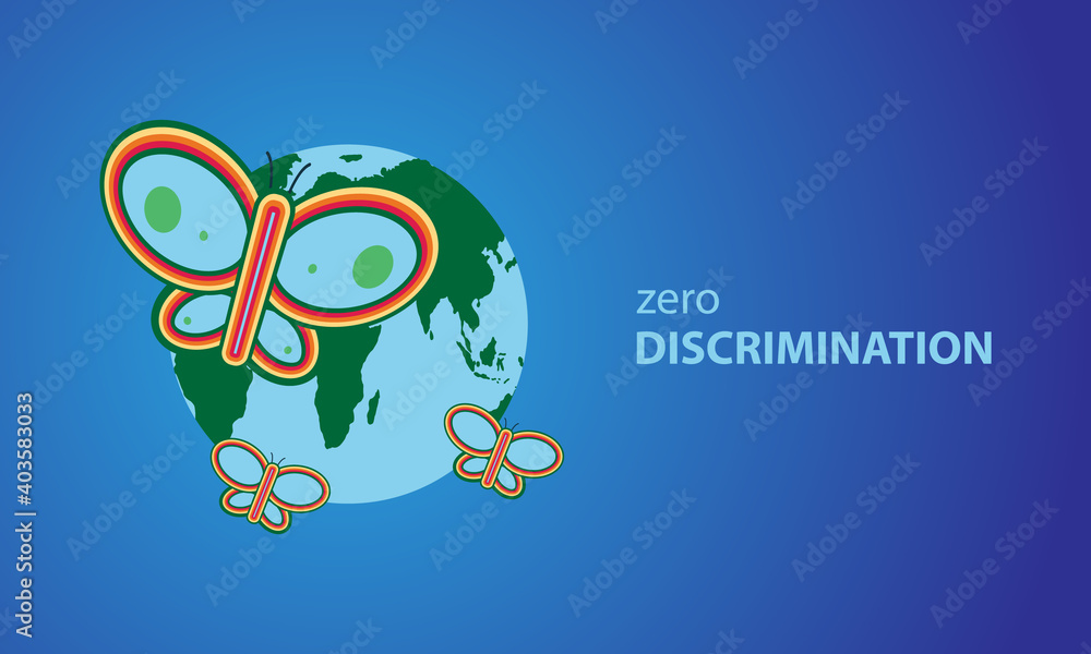 vector illustration of zero discrimination day concept, butterflies ...