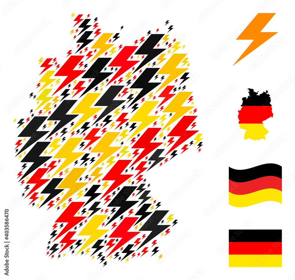 Germany state map mosaic in Germany flag official colors - red, yellow ...