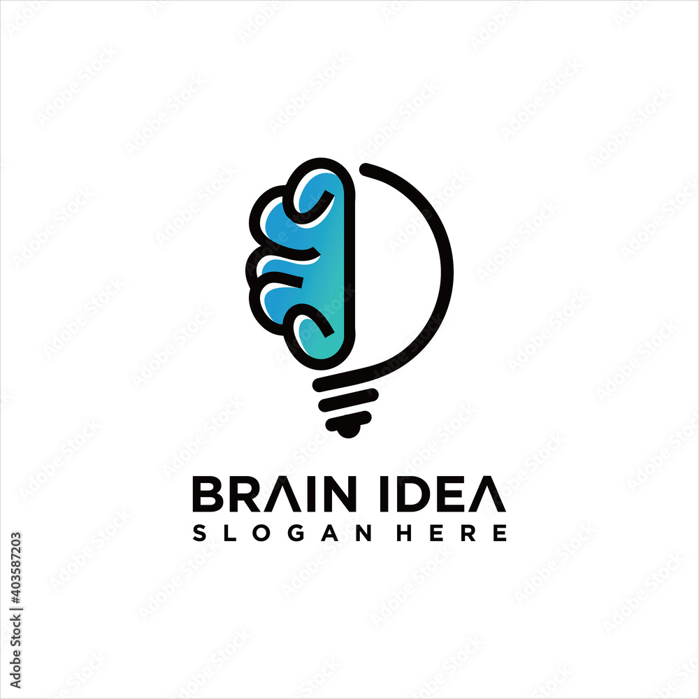 Brain Idea Logo Design Vector, Creative Bulb Brain Logo Design Temptate ...