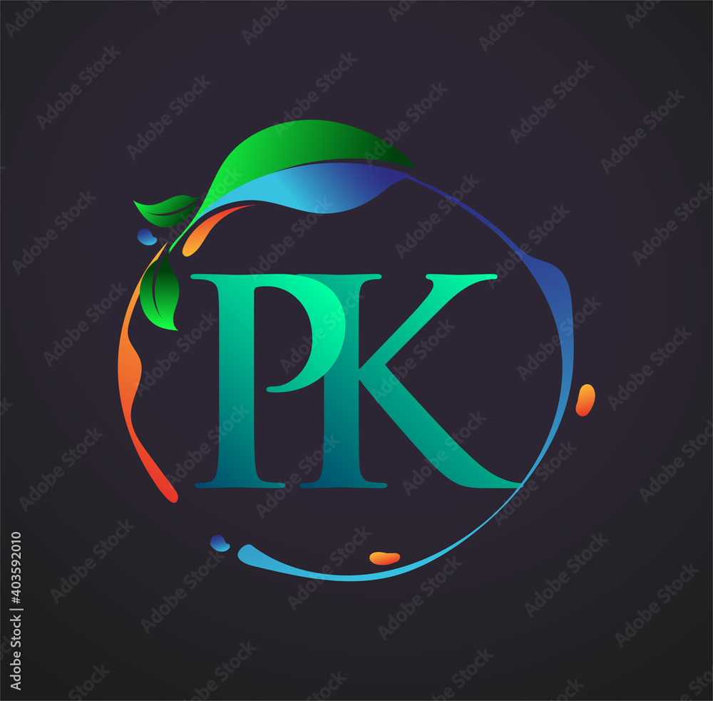 Initial Letter PK With nature elements Logo, colorful nature and ...