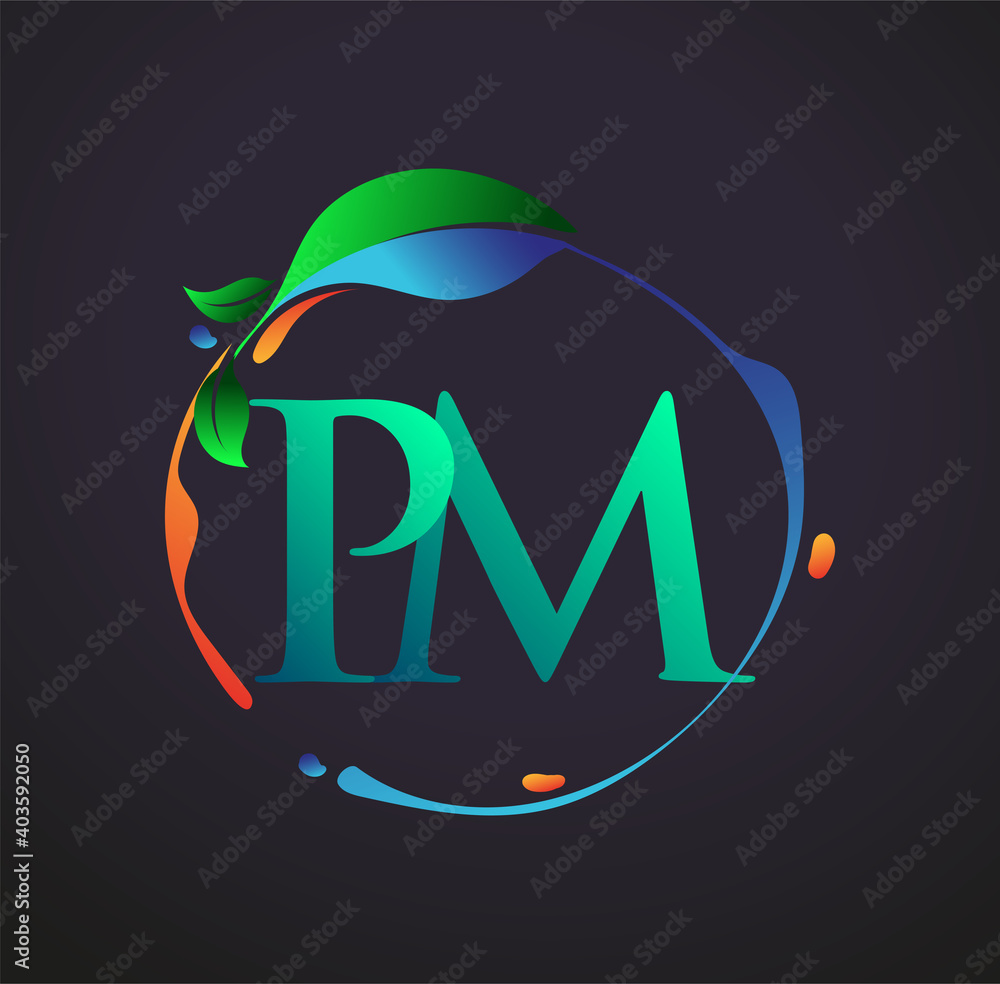 Initial Letter PM With nature elements Logo, colorful nature and ...