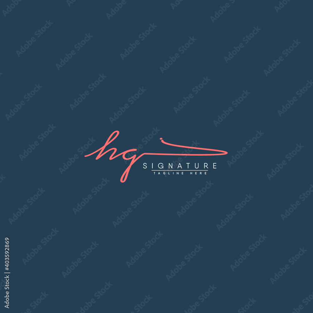 HG Initial Letter Logo - Handwritten Signature Log Stock Vector | Adobe ...