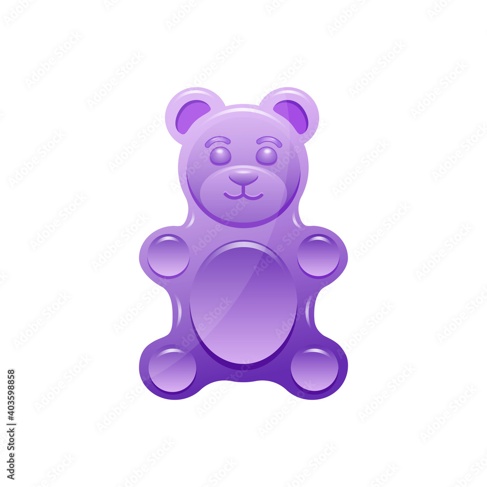 Purple gummy bear isolated on white background. Vector illustration ...