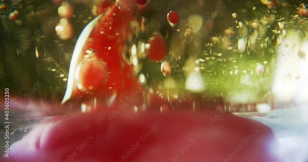 Fantastic structure of golden bubbles. Scientific experiment, chemical ...