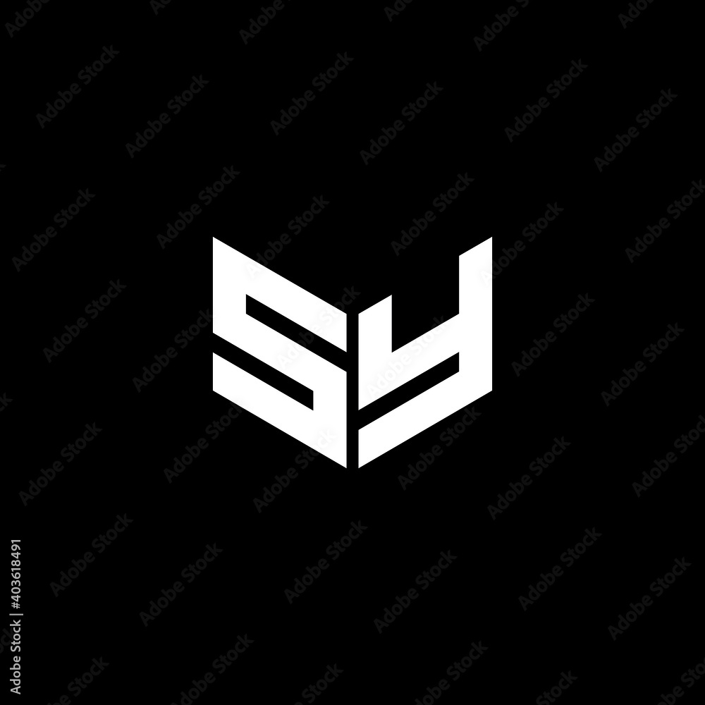 SY letter logo design with black background in illustrator, vector logo ...